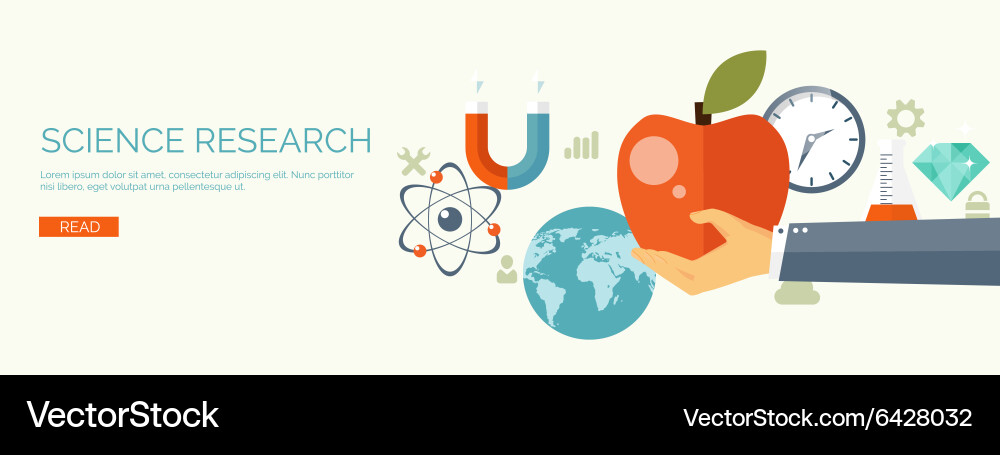 Flat research background Royalty Free Vector Image
