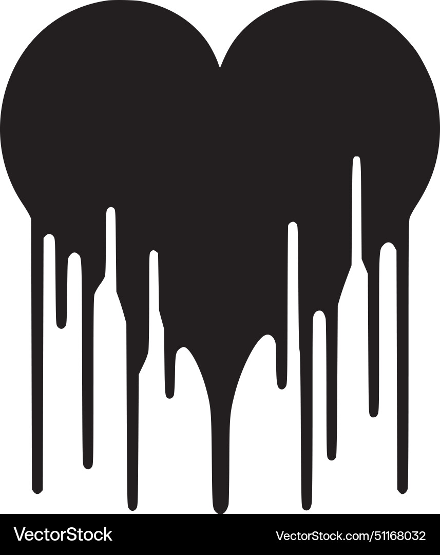 Heart dripping - black and white Royalty Free Vector Image