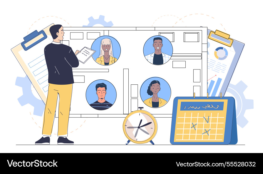 Hr manager reviewing candidate profiles for Vector Image