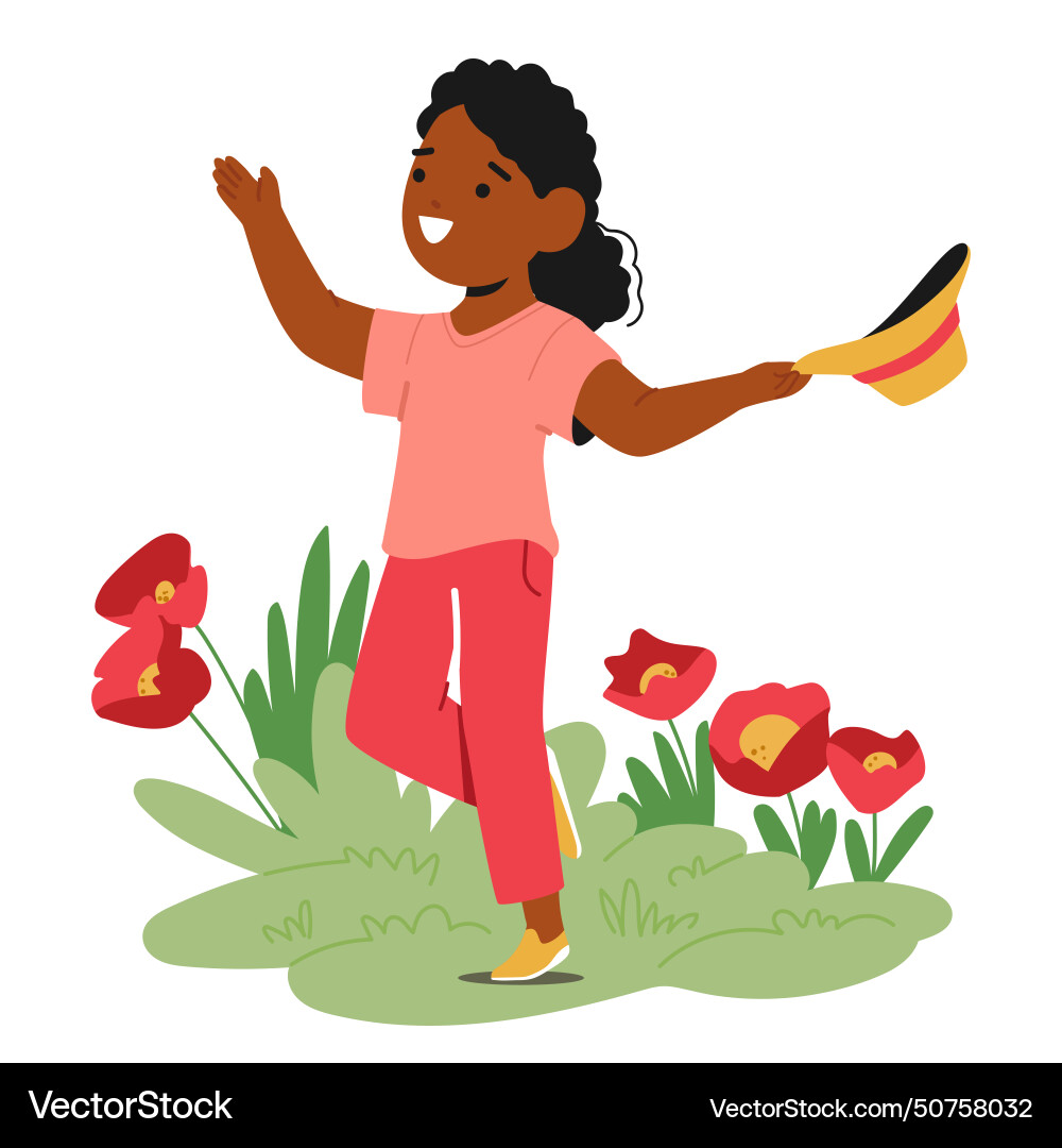 In the vibrant spring meadow joyful child giggles Vector Image