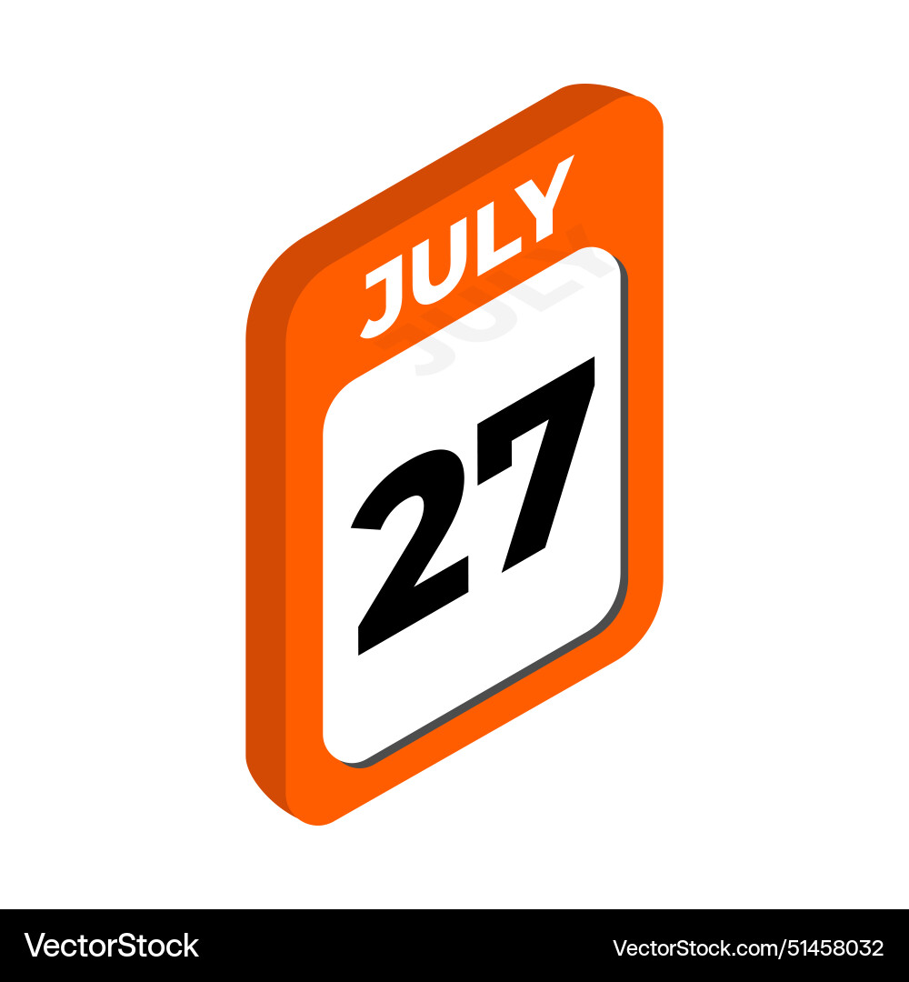 July 27- calendar day icon Royalty Free Vector Image