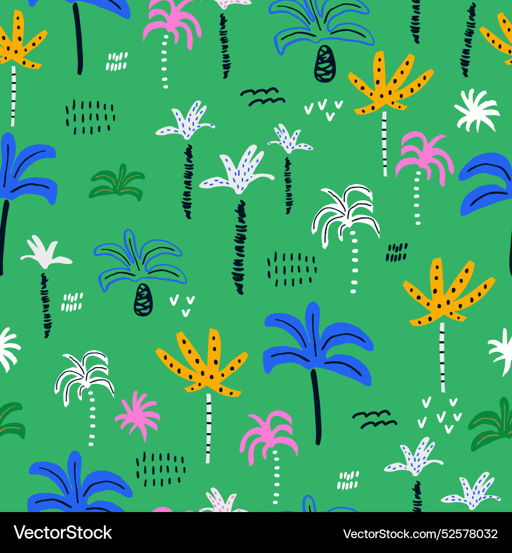 Jungle seamless green pattern with tropical trees Vector Image