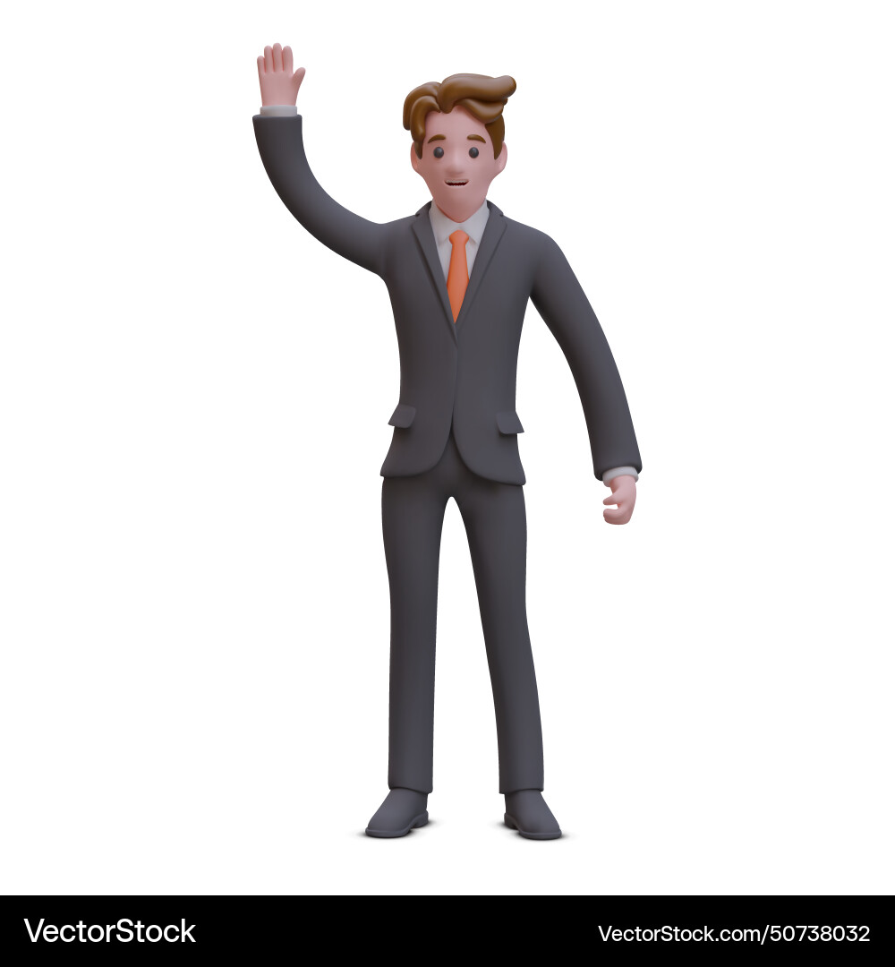 Male realistic character raised hand up Royalty Free Vector
