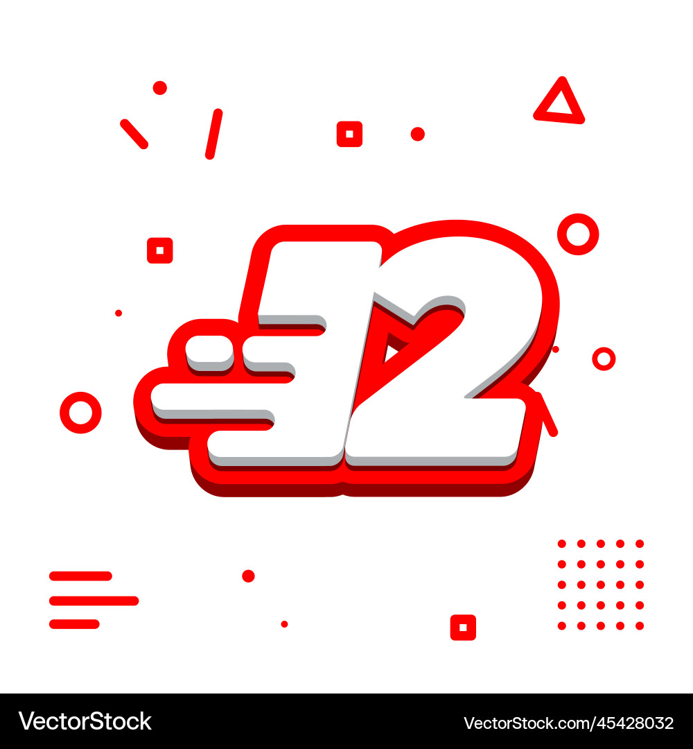 Number 12 red 3d speed icon Royalty Free Vector Image