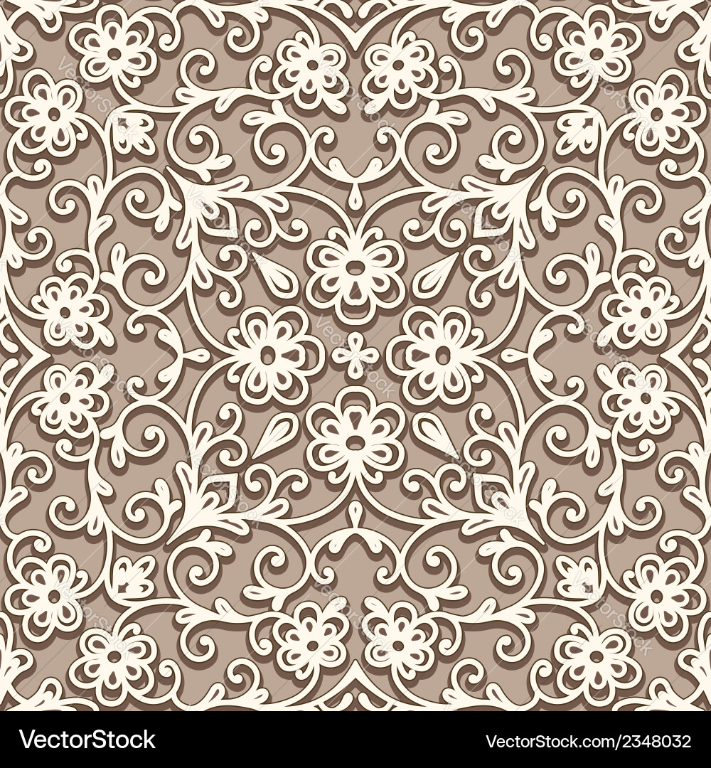 Ornate Beige Floral Pattern Royalty Free Vector Image