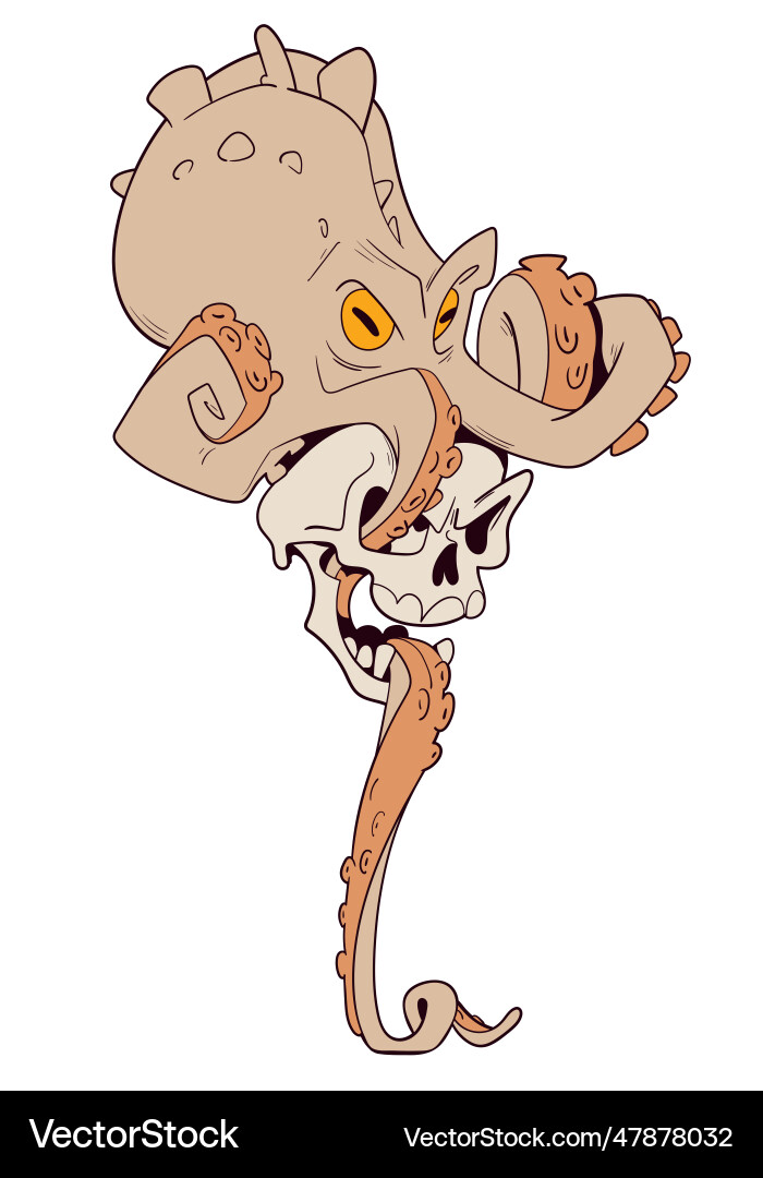 Pirate skull with an octopus comics style Vector Image