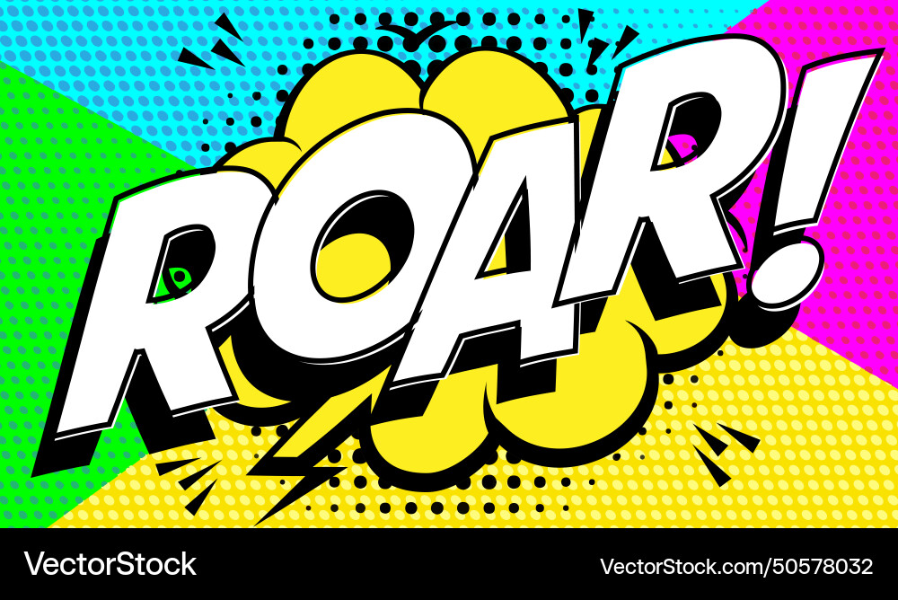 Roar comic text with pop art style Royalty Free Vector Image