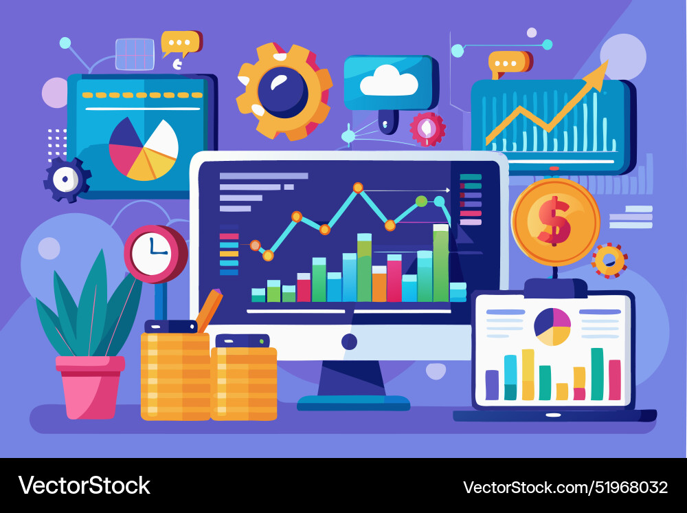 Stock market trading analysis Royalty Free Vector Image