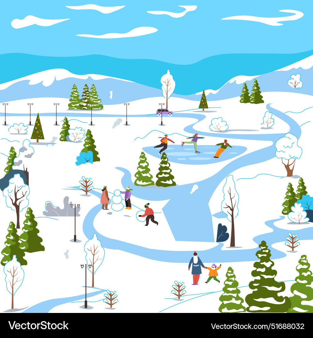 Winter park ice skating Royalty Free Vector Image