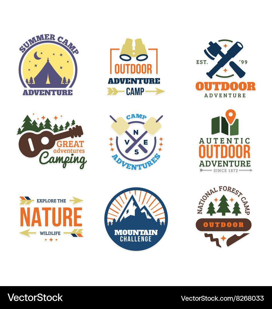 Outdoor Adventure Logo Stock Vektorgrafik „Set Of Vintage Vector