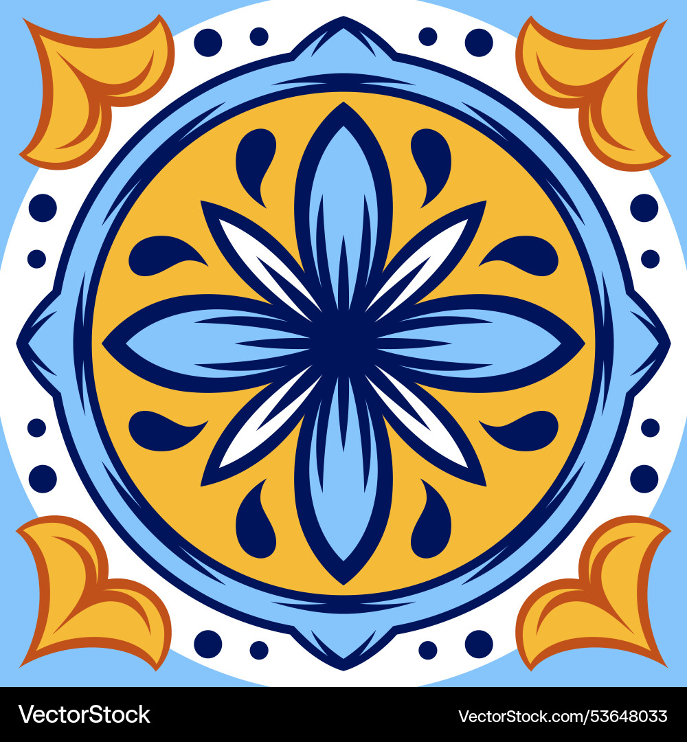 Portuguese ceramic tile pattern mediterranean Vector Image