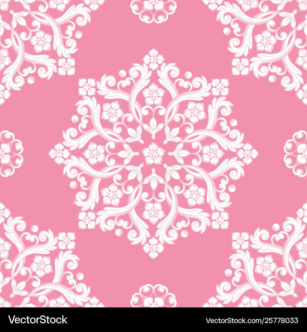 Seamless damask pattern pink texture Royalty Free Vector