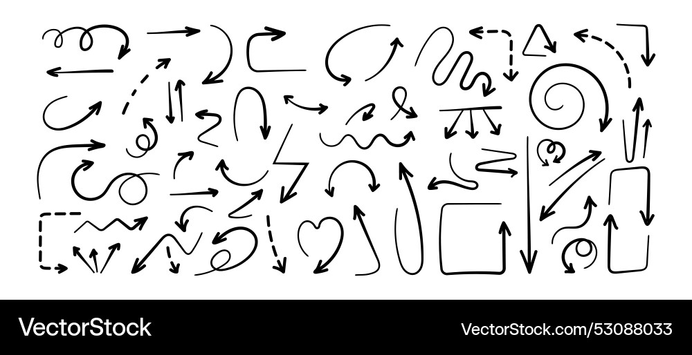 Set of various doodle arrows Royalty Free Vector Image