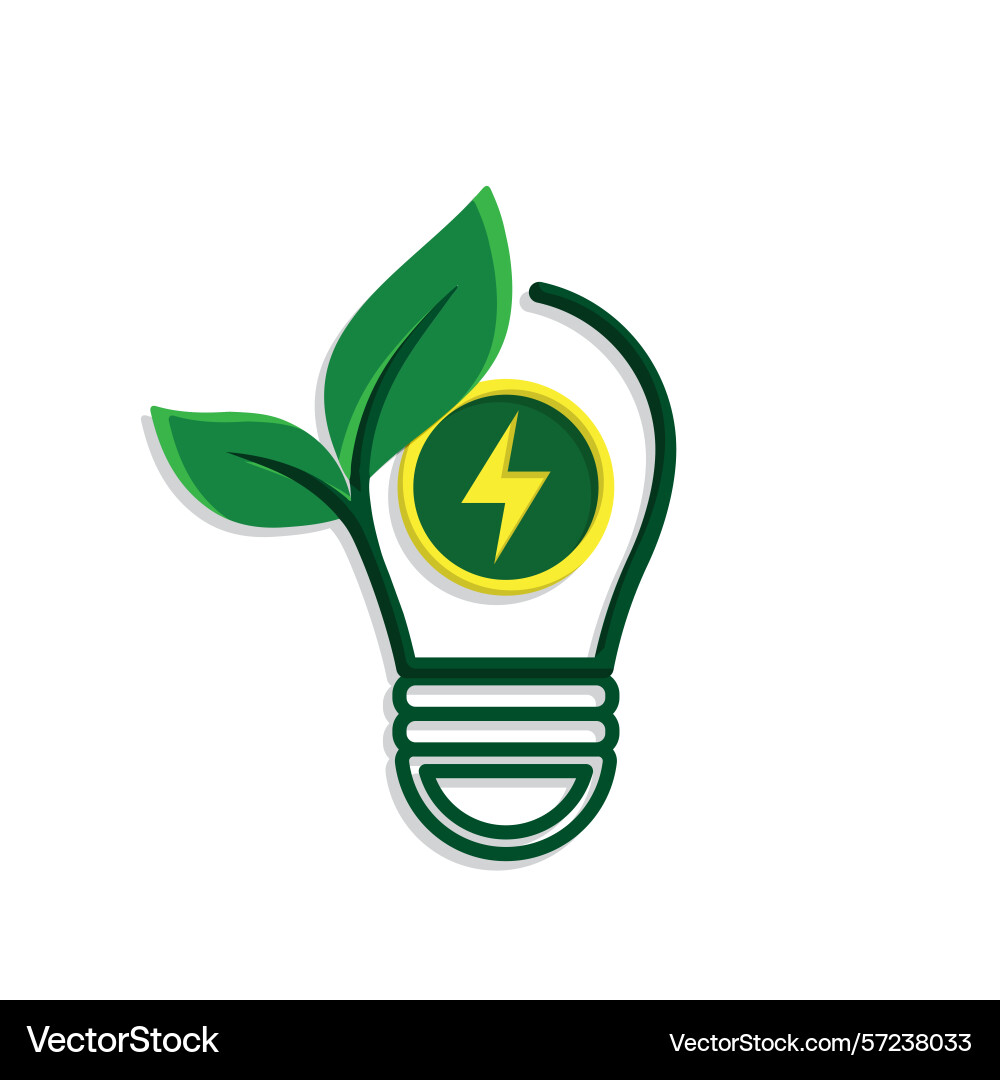 Sustainable icon green energy with light Vector Image