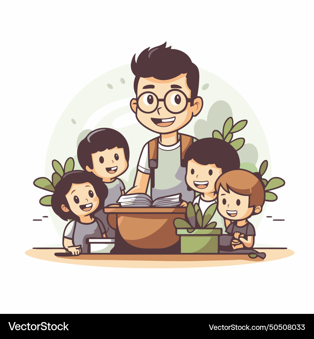 Teacher and children Royalty Free Vector Image