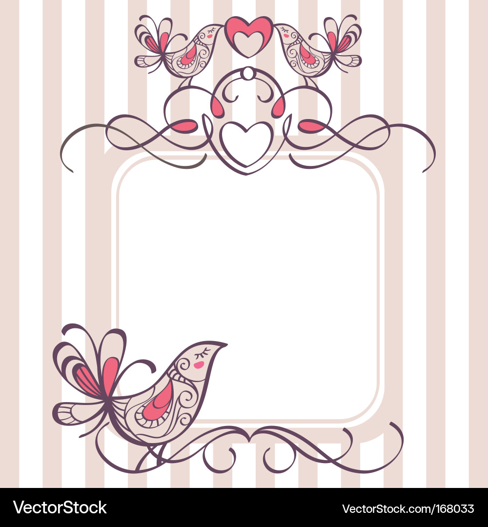 Wedding frame with cute birds Royalty Free Vector Image