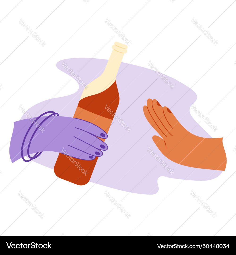 Alcohol addiction concept cartoon flat Royalty Free Vector