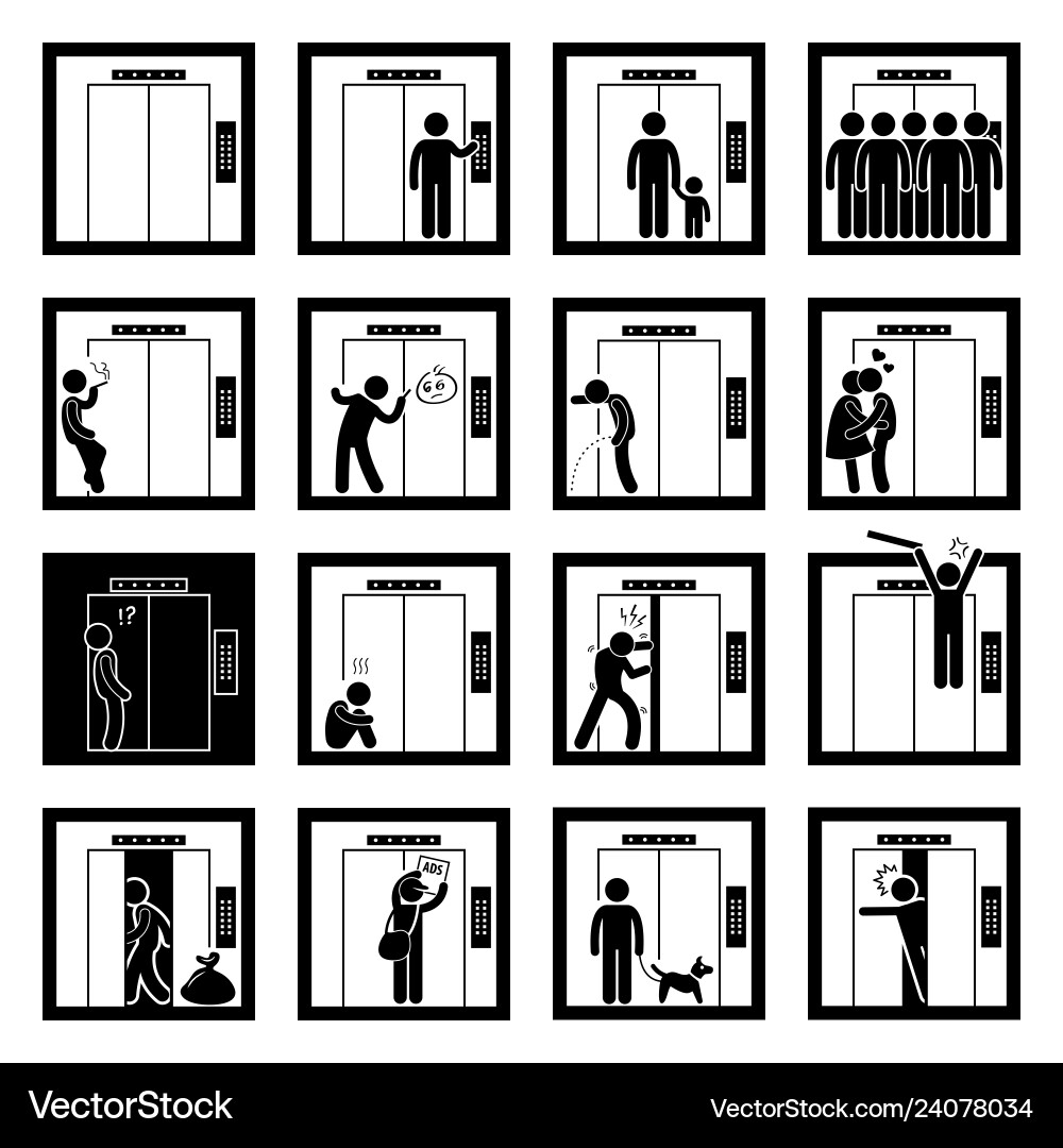 Elevator Misuse & Hazards Royalty Free Vector Image