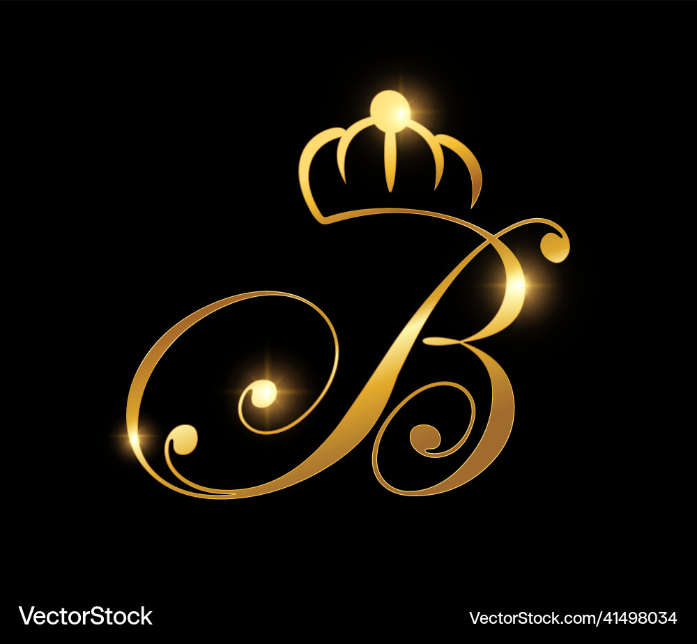Golden crown monogram initial logo letter b Vector Image