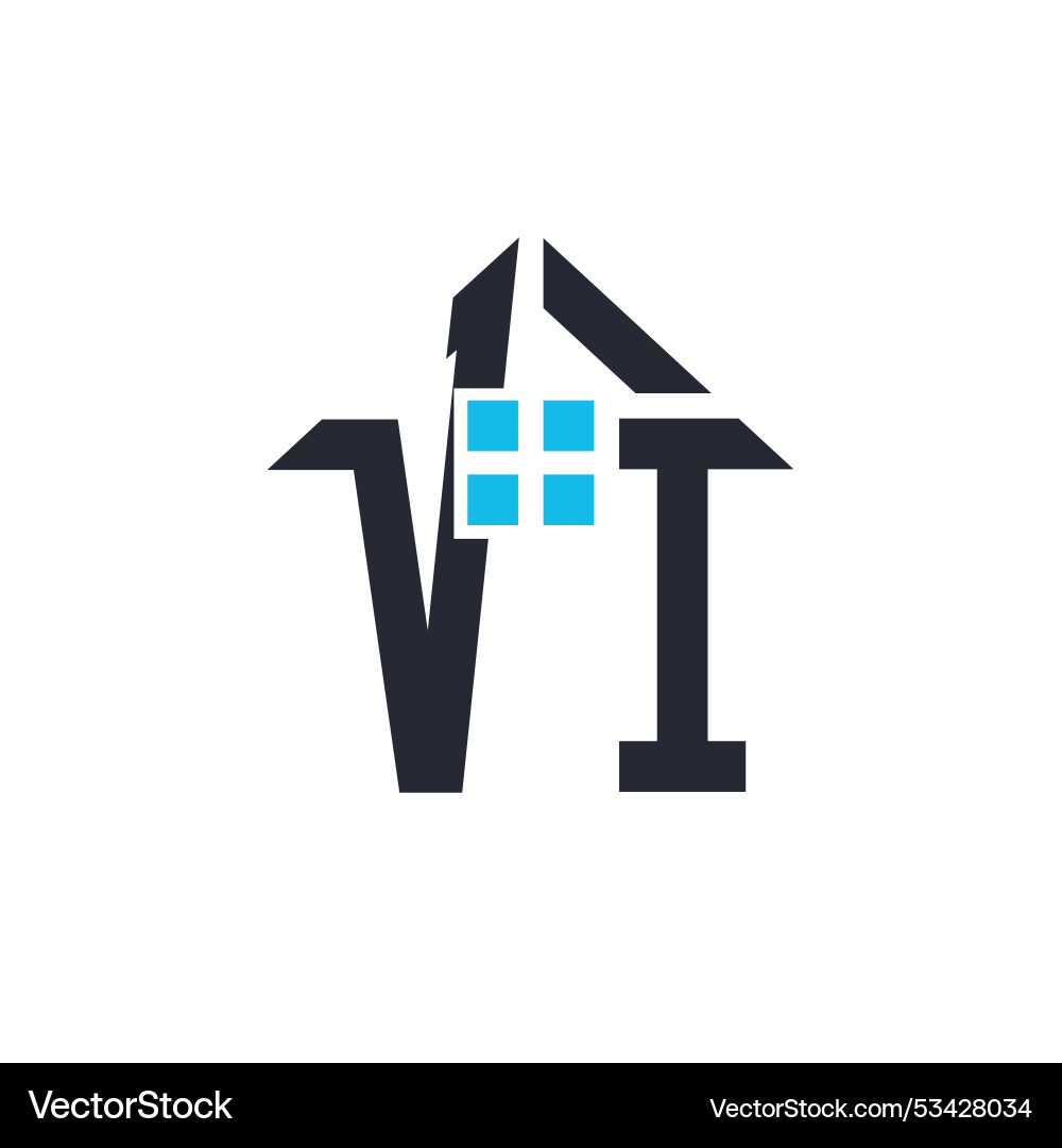Initials vi house logo design creative letter Vector Image