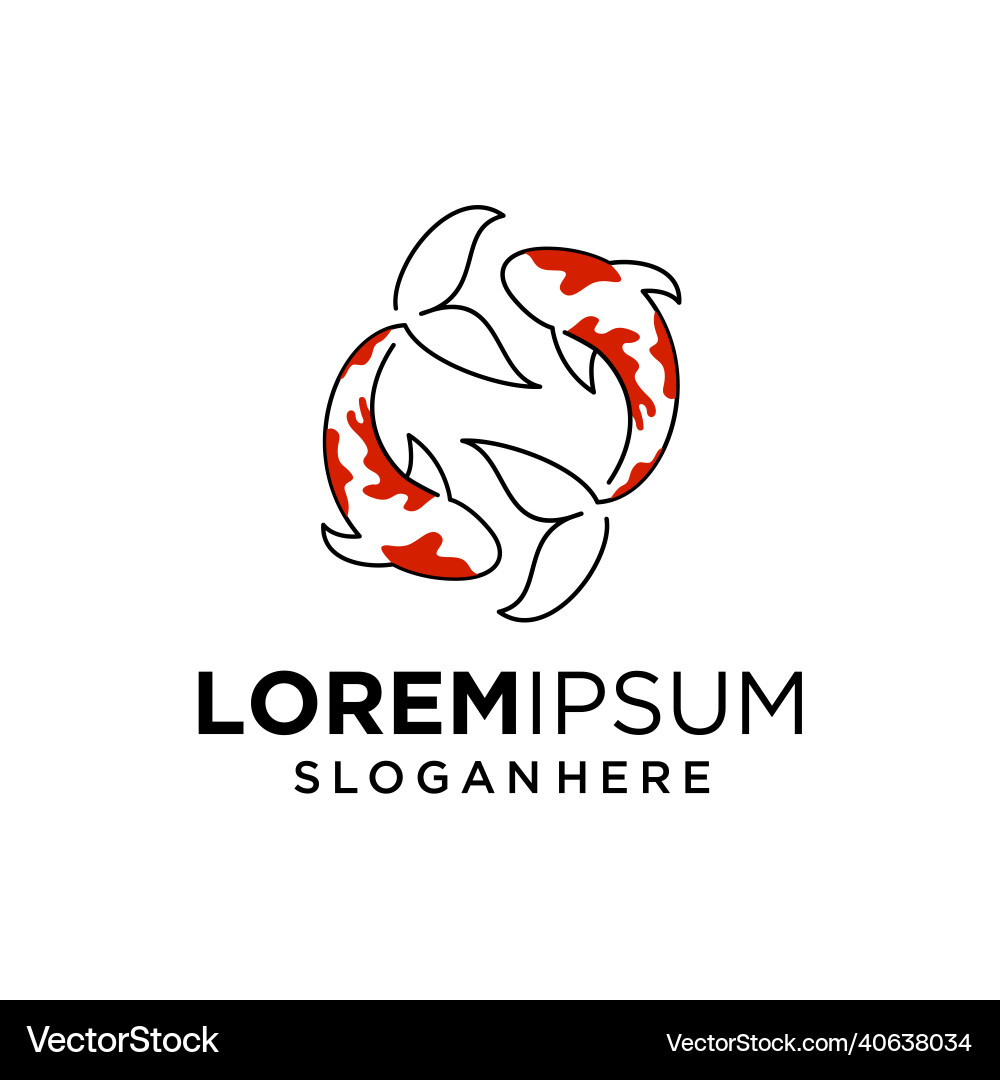 Koi fish line art japanese logo Royalty Free Vector Image