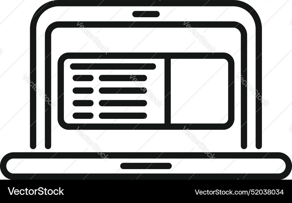 Laptop showing spreadsheet software Royalty Free Vector