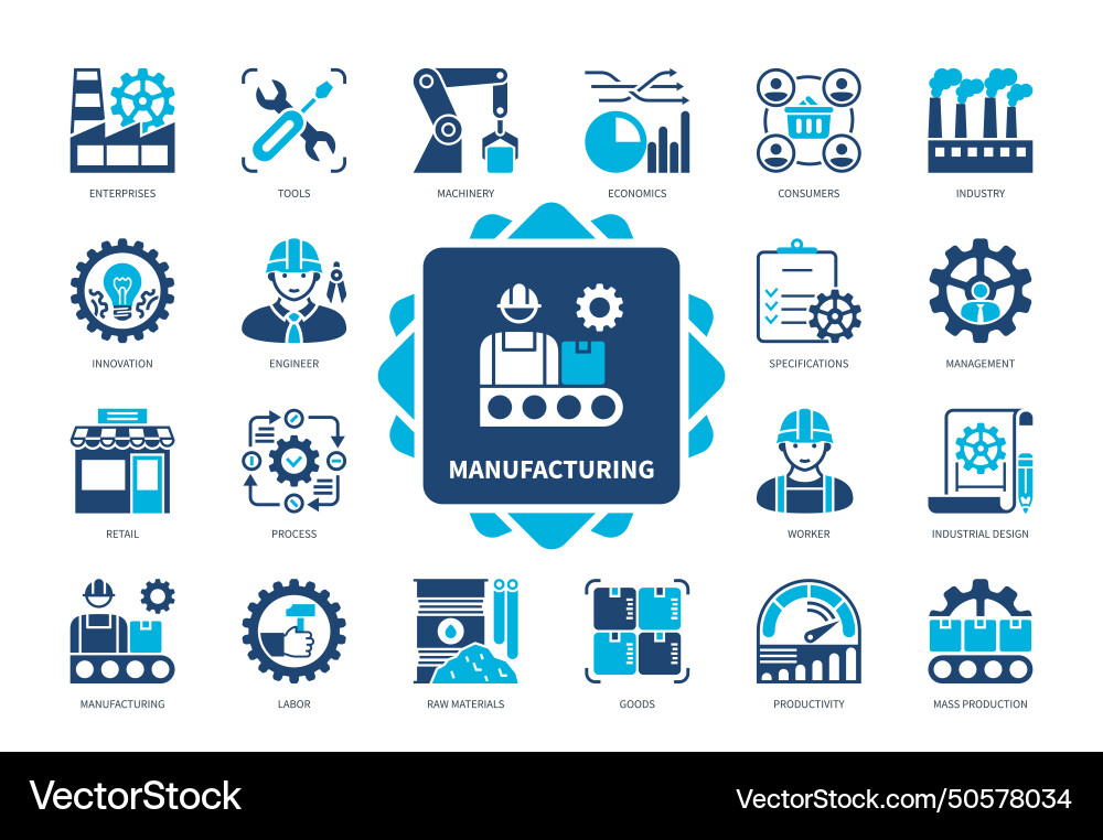 Manufacturing Icon Set - Industrial Royalty Free Vector