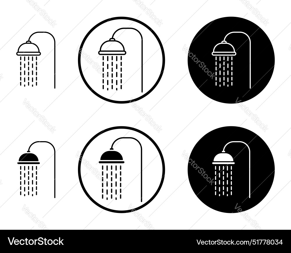 Shower icon set black filled and outlined style Vector Image