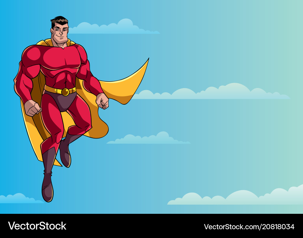 Superhero flying in sky Royalty Free Vector Image