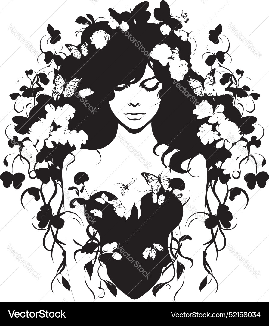 Whispering blooms floral decorated witch Vector Image
