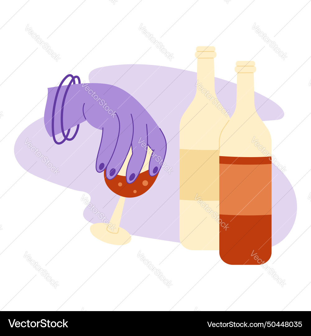 Alcohol addiction concept cartoon flat Royalty Free Vector