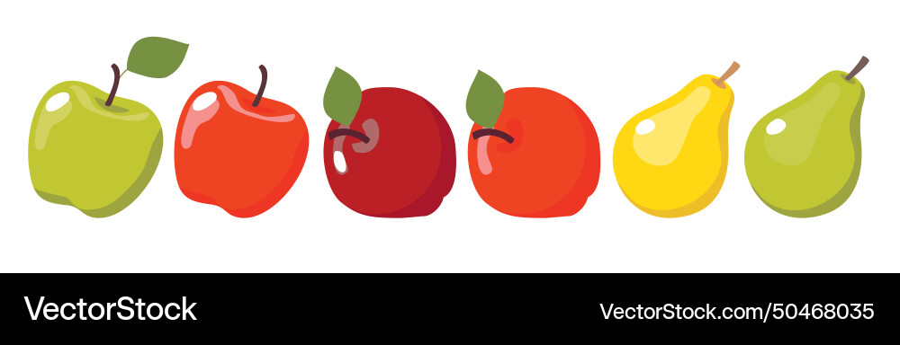 Apples pears set Royalty Free Vector Image - VectorStock