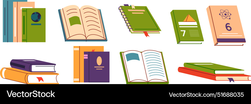 Book collection set Royalty Free Vector Image - VectorStock