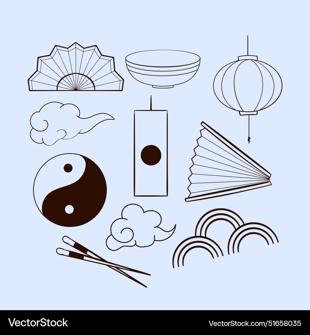 China chinese doodle draw icon Royalty Free Vector Image
