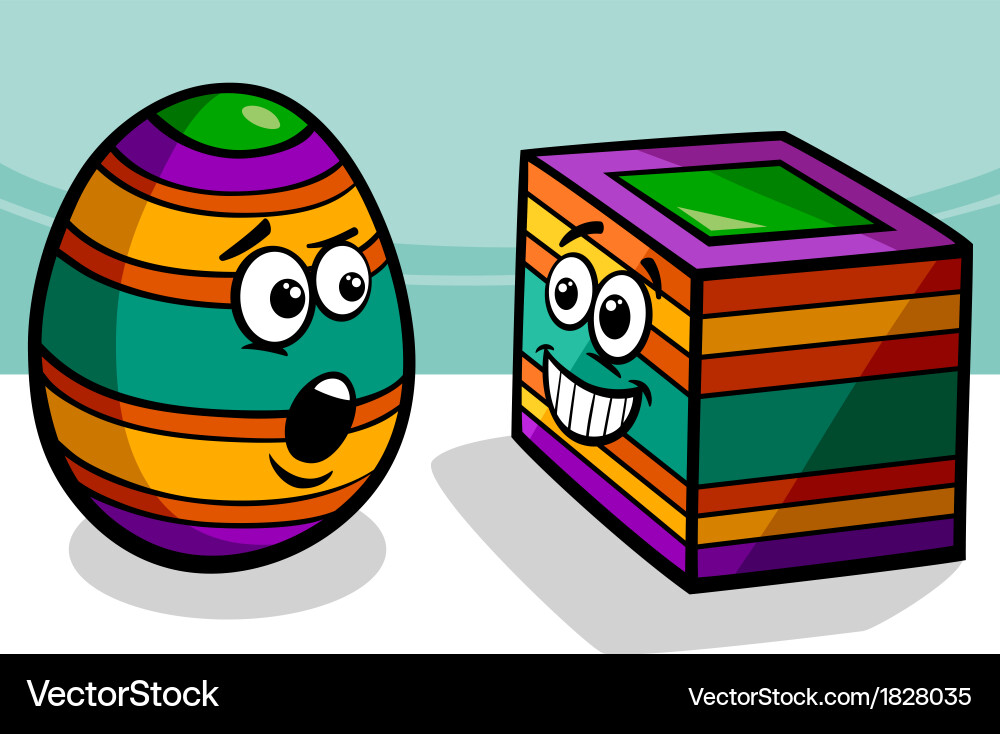 Easter square egg cartoon Royalty Free Vector Image