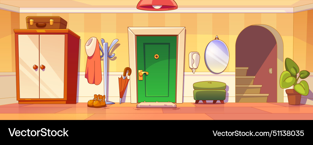 House hallway interior cartoon Royalty Free Vector Image