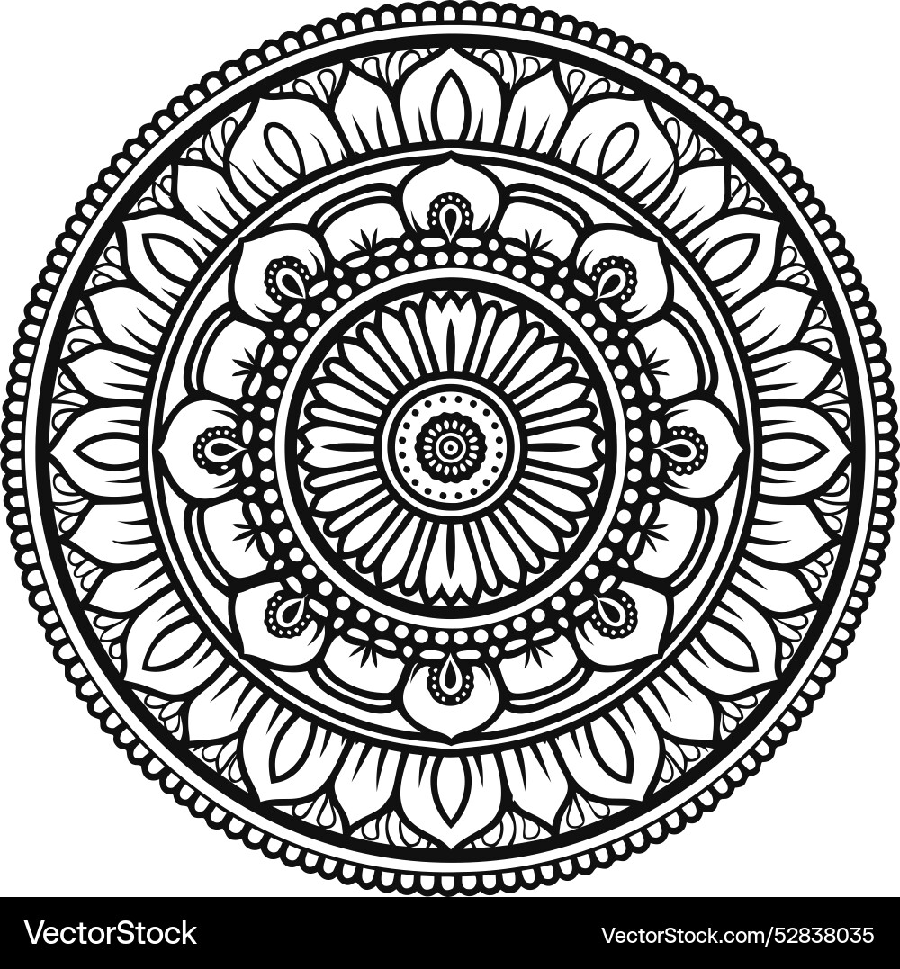 Mandala and line art with coloring page Royalty Free Vector
