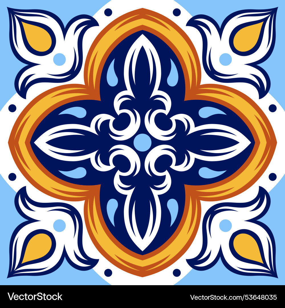 Portuguese ceramic tile pattern mediterranean Vector Image