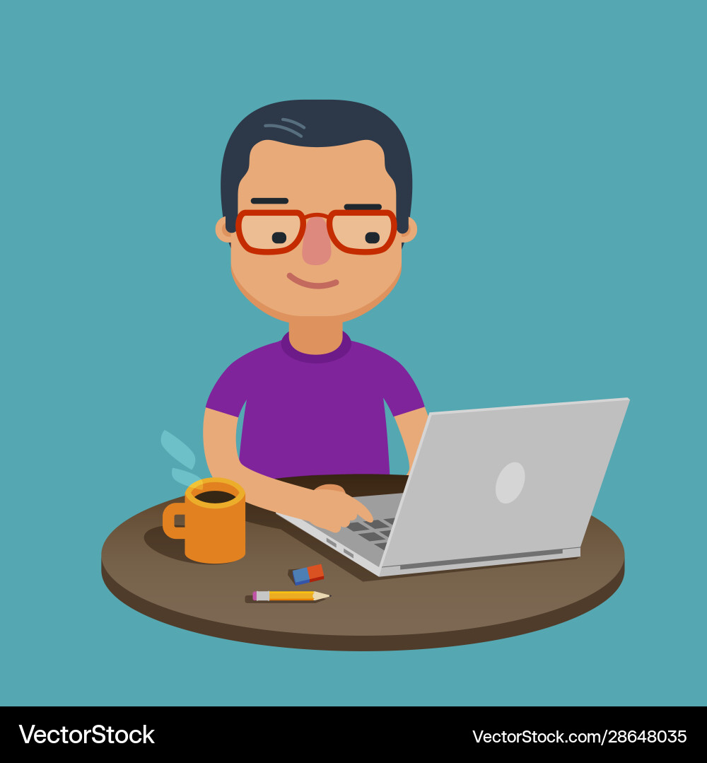 Student using laptop for education cartoon Vector Image