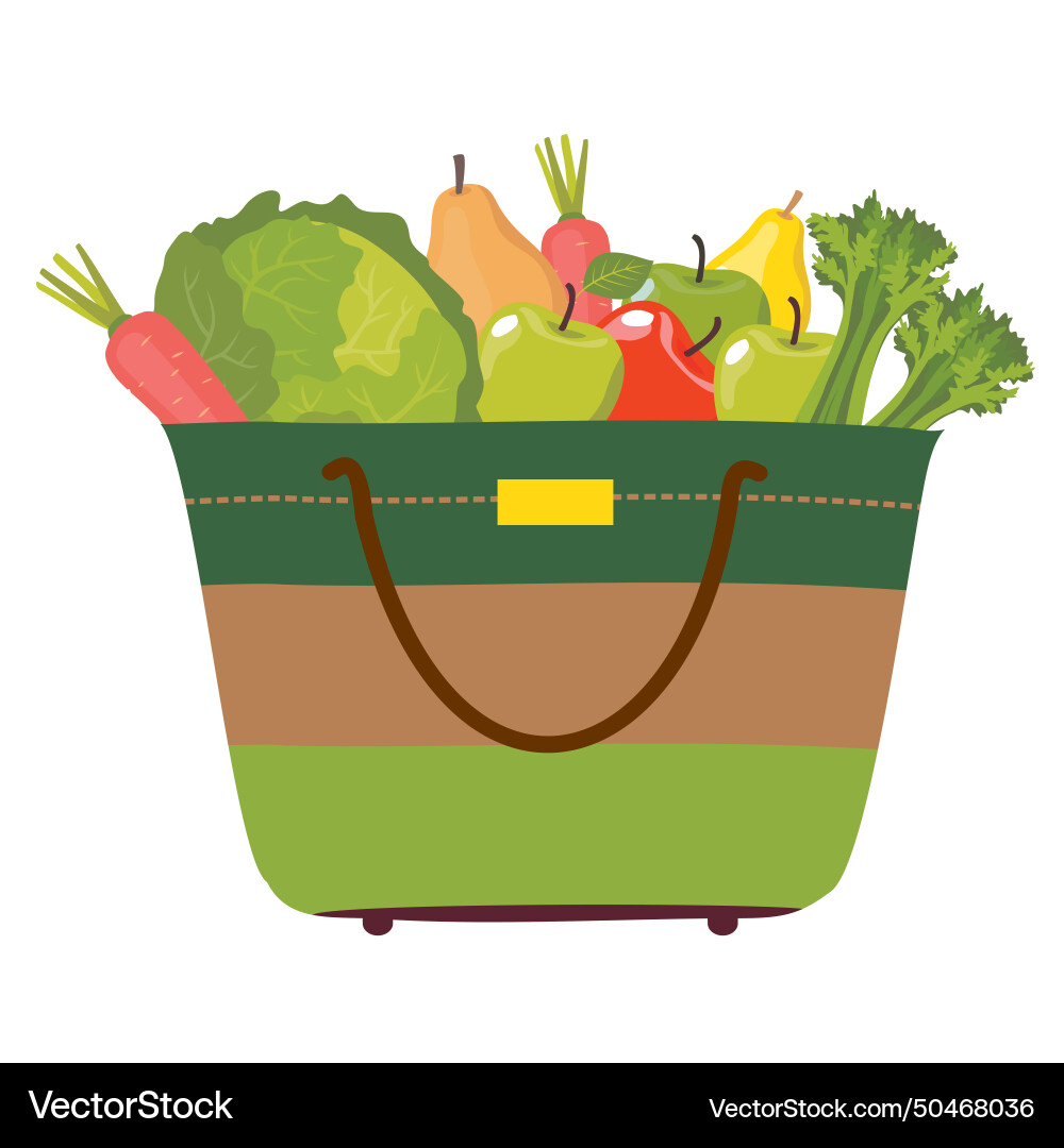 Bag fruits vegetables Royalty Free Vector Image