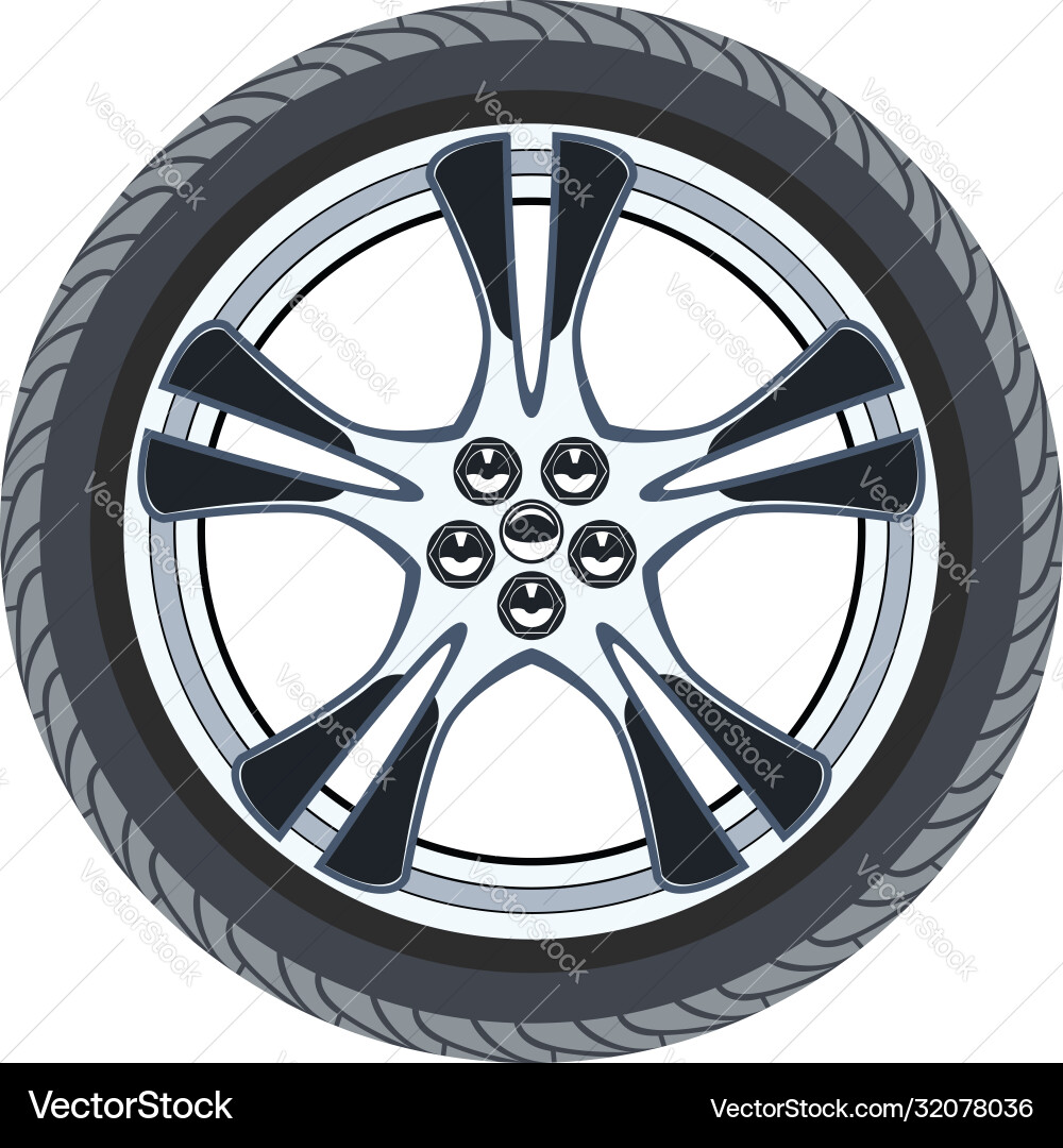 Car tire and alloy wheel Royalty Free Vector Image