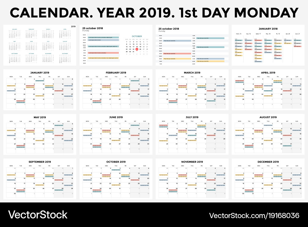 Circular Calendar Timeline Chart Royalty Free Vector Image