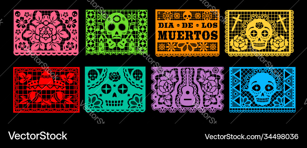 Dia de los Muertos Papel Picado Royalty Free Vector Image