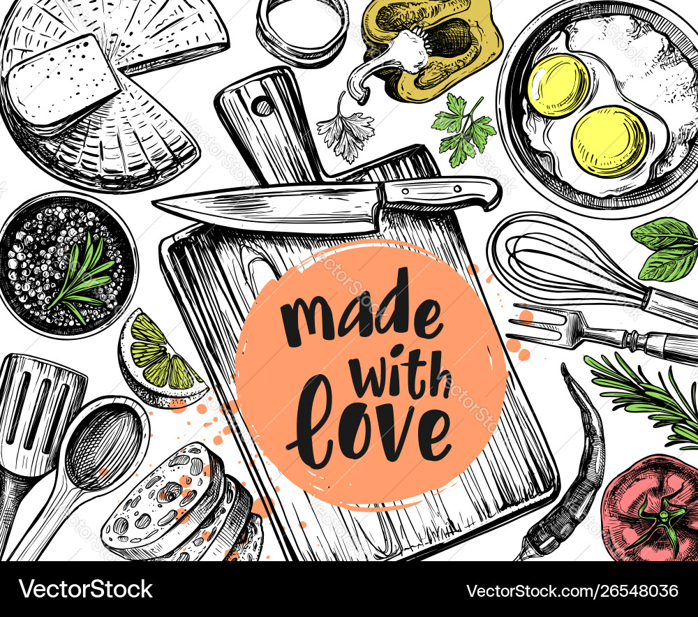 Food Ingredient Outline Sketch Royalty Free Vector Image