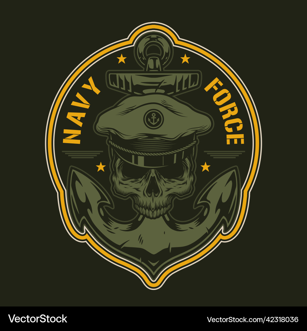 Navy Sailor Skull Emblem Royalty Free Vector Image