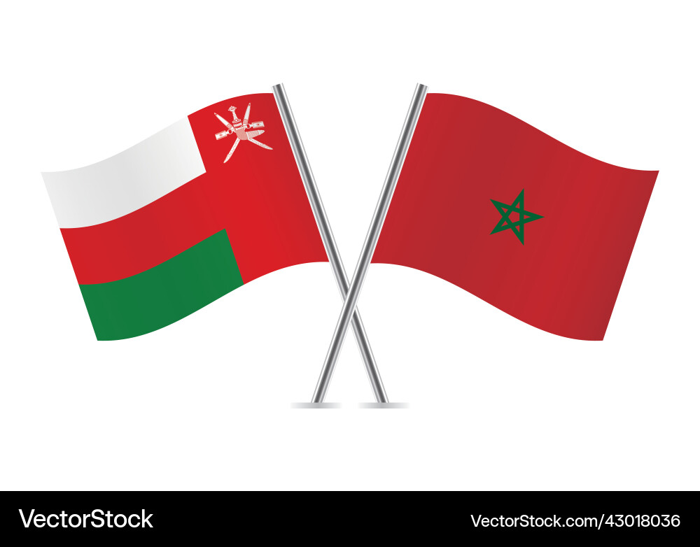 Oman and morocco crossed flags Royalty Free Vector Image