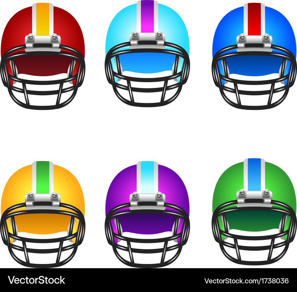 Six Football Helmets Royalty Free Vector Image