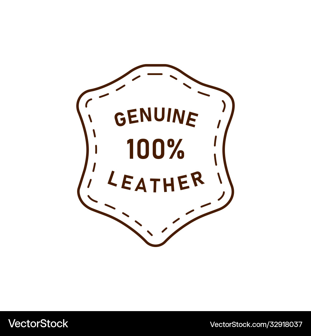 100% Genuine Leather Logo Icon Royalty Free Vector Image