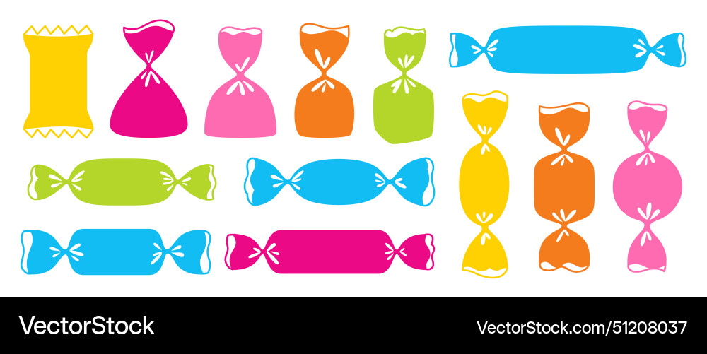 Candy wrapped sweets colorful set caramel Vector Image