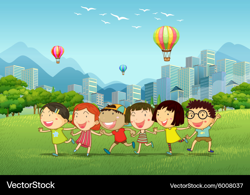 Children playing in the park Royalty Free Vector Image